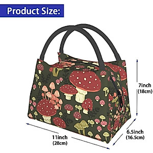 Reusable Insulated Watercolor Mushrooms Lunch Box Tote Box Meal Prep For Men & Women Work Picnic Or Travel