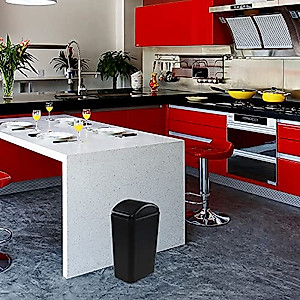 Waikhomes 3.5 Gallons Plastic Trash Can with Swing Lid, Slim Garbage Bin, Black, 1 Pack