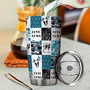 Tumbler Animal Cows Stainless Steel Coffee Travel Mug With Flip Lid Leak Proof Travel Tumbler Hot And Cold Drinks Thermal Cup Tea Wine Cups For Office Animal Cows 20oz
