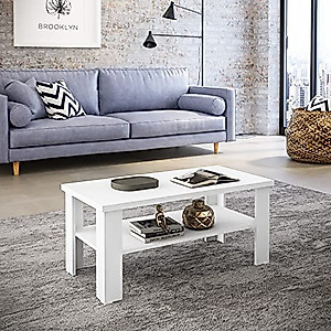 Modern Classic Rectangular Coffee Table for Living Room, Dining Room with Color Combination (White)