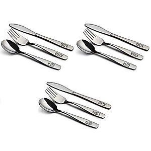 9 Piece Stainless Steel Kids Cutlery, Child and Toddler Safe Flatware, Kids Silverware, Kids Utensil Set Includes 3 Knives, 3 Forks, 3 Spoons, Total of 3 Place Settings, Ideal for Home and Preschools