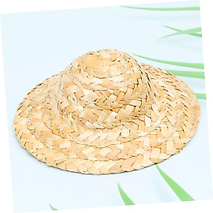 HOOTNEE 8pcs Braided Straw Hat Mini House Adornment Model Doll Top Hat Mini DIY Top Hat Small Hat DIY Prop Mini Hat Small Top Hat Creative Hat Ornament DIY Woven Straw Hat Small Hats Decor