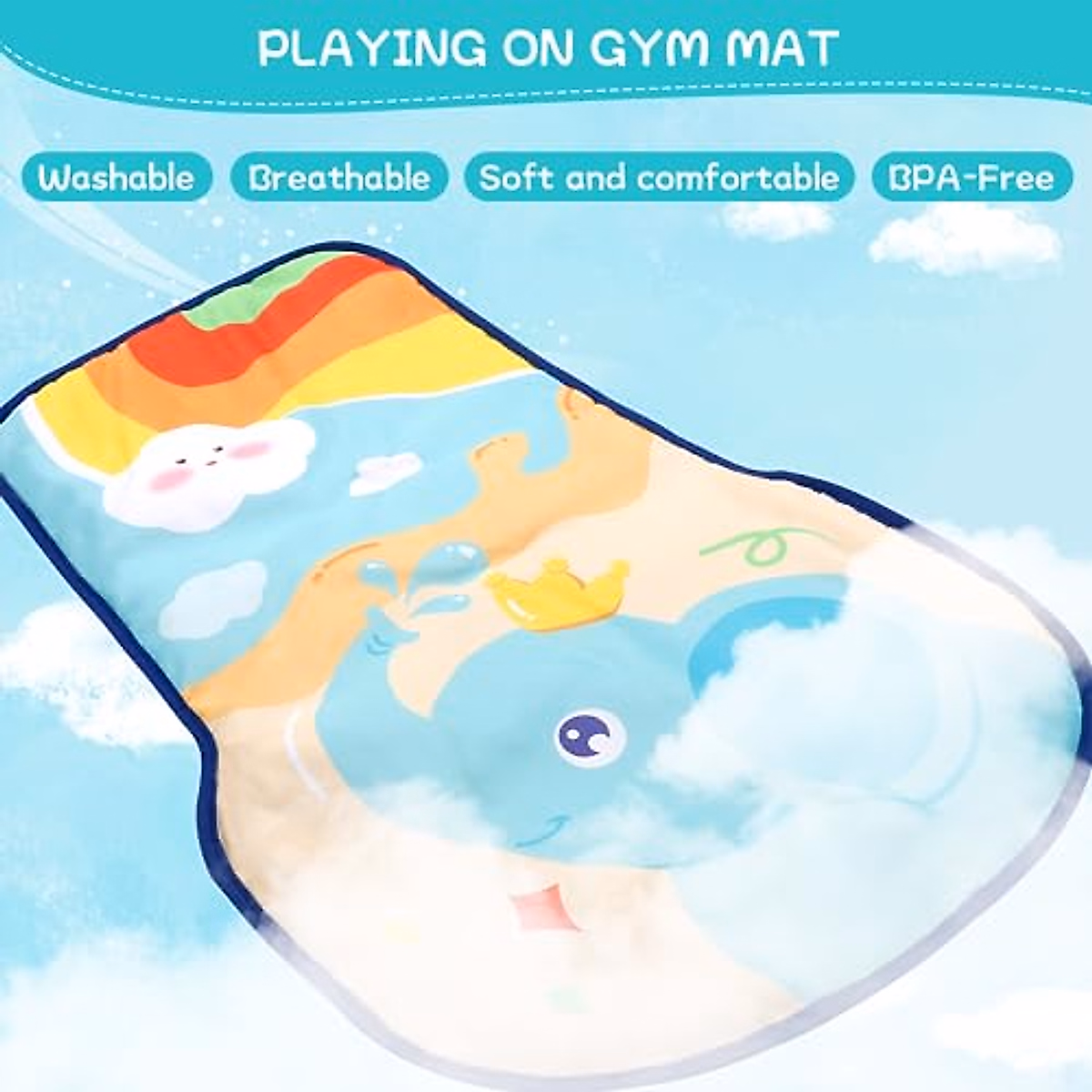 Baby Gym Play Mat Baby Walker, Pakoo Tummy Time Mat Piano Baby Playmat, Musical Activity Center Mat Play Mats as Birthday Christmas Gift for Babies and Toddlers