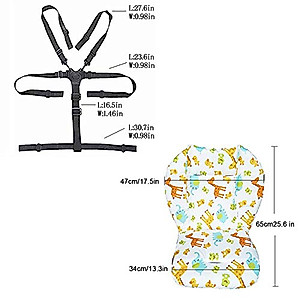 High Chair Cushion and Straps,High Chair Cushion Pad,Baby High Chair Seat Cushion Liner Pad Cover Mat and Highchair 5 Point Harness Straps,1 Set