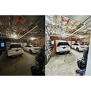 suyncyi 2 Pack LED Garage Light, 150W Ultra Bright LED Shop Light with 5 Adjustable Panels,15000LM 6500K E26/E27 Deformable LED Garage Ceiling Lights for Garage, Workshop