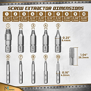 22 pc Screw Extractor Set for Stripped, Broken, Damaged Screws - Remover Kit w/Drill Bits Extractors, Bit Extension & Socket Adapter by Mata1