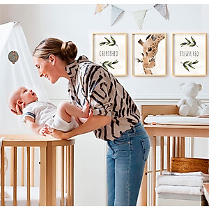 Safari Nursery Decor | Jungle Nursery Decor | Giraffe Wall Art Nursery Print | Set of 3 | Unframed 11 x 14 | Nursery Wall Art | Nursery Wall Decor | Baby Nursery Decor | Jungle Theme Nursery Decor