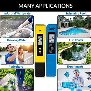 pH Meter and TDS, EC, Temperature Meter (Accuracy: pH: ±0.1, TDS: ±2-5%, EC: ±2-5%, Temp.: ±0.1°C) | for Water, Hydroponics, Aquariums, Pools & Spas, Soil, Brewing, Aquaculture, Kombucha, etc.