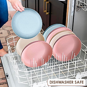 4pcs Wheat Straw Plates Set - Microwave Plate Plastic Plates Reusable Wheat Straw Dinnerware Sets Camping Plates Wheat Plates Microwavable Plates - Unbreakable Plates Microwave Plates for Heating Food