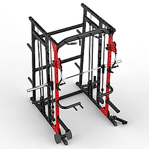 MAJOR LUTIE Smith Machine, SML07 1600lbs Power Cage with Smith Bar and Two LAT Pull-Down Systems and Cable Crossover Machine, 6 Cable Attachment(2023 Version), D32