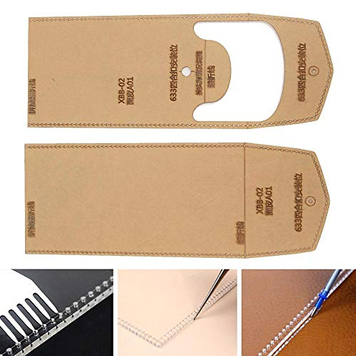 7.7 x 3.7 Inchs Pencil Bag Making Template Set with Clear Acrylic Pen Organizer Box Pattern Mould for DIY Leathercraft Tool