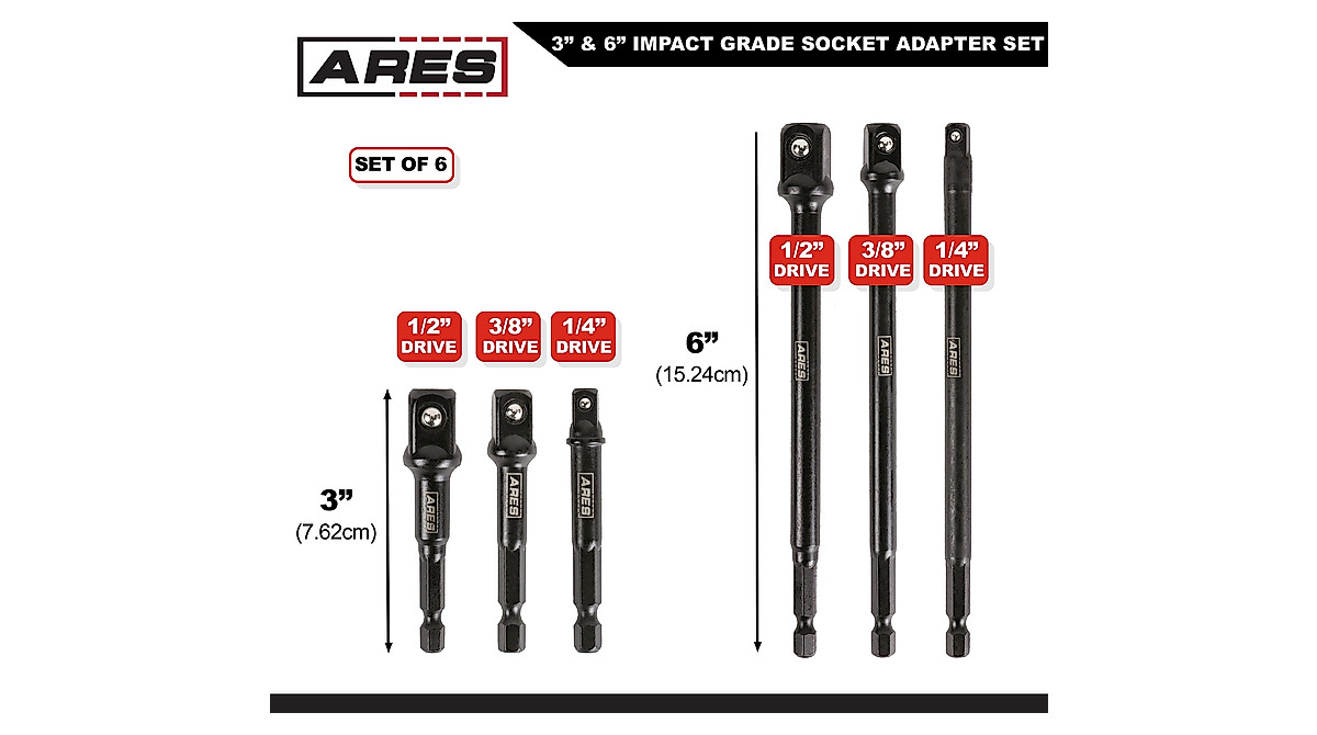 ARES Impact Grade Socket Adapter Set - 6-Piece