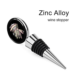 Indian Chieftain's Headdress Metal Wine Bottle Stopper Decorative Wine Stopper with Beautiful Art Glass