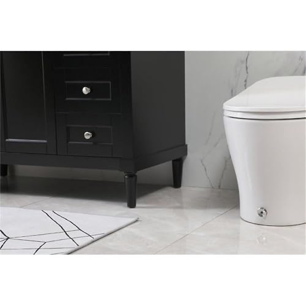 Elegant Decor Indoor Modern Under Sink Bathroom Fixtures Storage Organizer Cabinet 42 inch Single Bathroom Vanity - Black with backsplash