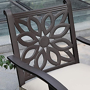 PHI VILLA Outdoor Swivel Rocker Patio Dining Chairs Set of 2 Cast Aluminum Extra Wide Furniture Chair with Cushion