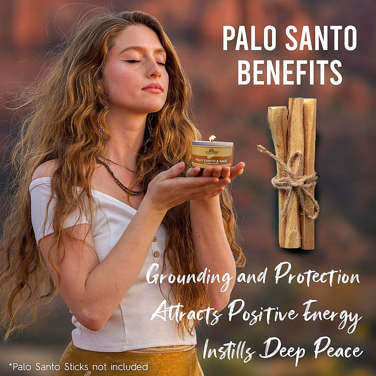 JUNIPERMIST Palo Santo & White Sage Smudge Candle - Pure Soy Candle for Cleansing House Negative Energy, Sedona Based Spiritual Aromatherapy