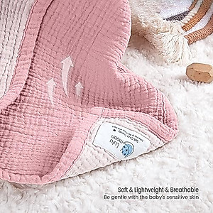 Lulu moon Muslin Baby Blanket - Cotton Quilt Blankets for Toddlers - Reversible Nursery Crib Blanket for Baby Boys and Girls 47"x47"(Pink)