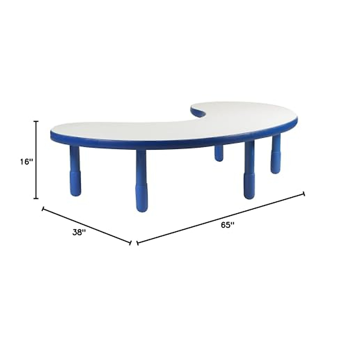 Children’s Factory Baseline Teacher/Kidney Table, Homeschool/Playroom Toddler Furniture, Kids Activity Table for Daycare/Classroom Learning, 16" Legs, Royal Blue