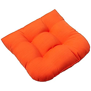 Pillow Perfect Pompeii Solid Indoor/Outdoor Wicker Patio Seat Cushion Reversible, Weather and Fade Resistant, Round Corner - 19" x 19", Orange, 2 Count