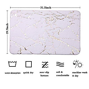 Flixsonic Bathroom mat Luxurious Ultra Soft Non-Slip Absorbent Quick Dry ，Machine Washable Shower Rug, Perfect mat for Bathroom,Kitchen, and Bedroom Decor (19.7 x 31.5 Inch, White)