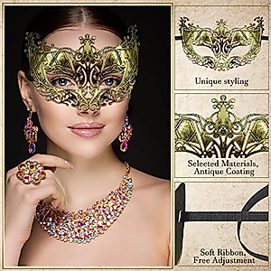 Yunsailing 30 Pieces Masquerade Mask Vintage Antique Masks with Straps for Women Men Halloween Carnival Wedding Party Favors (Gold)