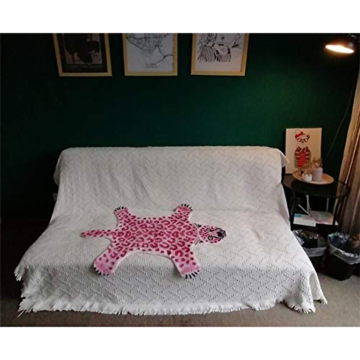 Pink Leopard Print Area Rug Faux Cowhide Cheetah Fur Skin Carpet Non-Slip Animal Printed Area Rug Throw Rugs Floor Carpet for Door Mat Bedrooms Room Decor (3.3x2.95Ft, Pink Leopard)