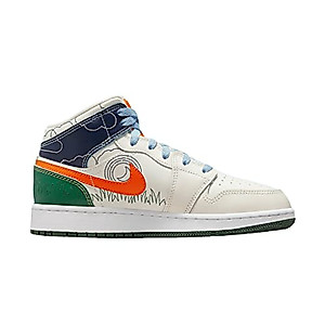 Jordan Boy's Air Jordan 1 Mid SE (Big Kid) Sail/Safety Orange/Psychic Blue 4 Big Kid M