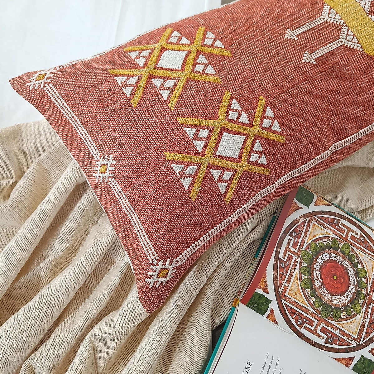 Trade Star Decorative 14x36 Sabra Kilim Lumbar Pillow Cover Hand Crafted Authentic Cushion Cover Long Cushion Case for Bedroom Fall Decor Cushion Cover (Pattern - 2)