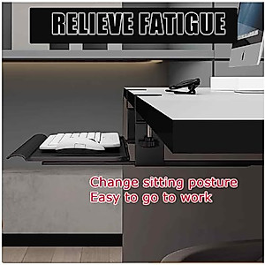 Clamp Keyboard Tray, Sliding Keyboard Tray Under Desk, Adjustable Keyboard Tray Under Desk, Made of Metal Steel, Strong and Stable, Black