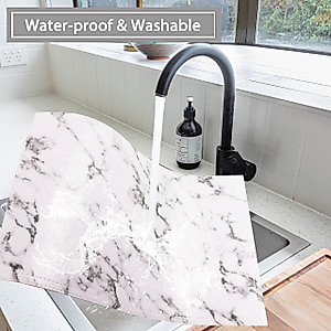 Marble Faux Leather PU Placemats, Set of 4, Washable, Stain Resistant for Dining Room Kitchen Table Decor