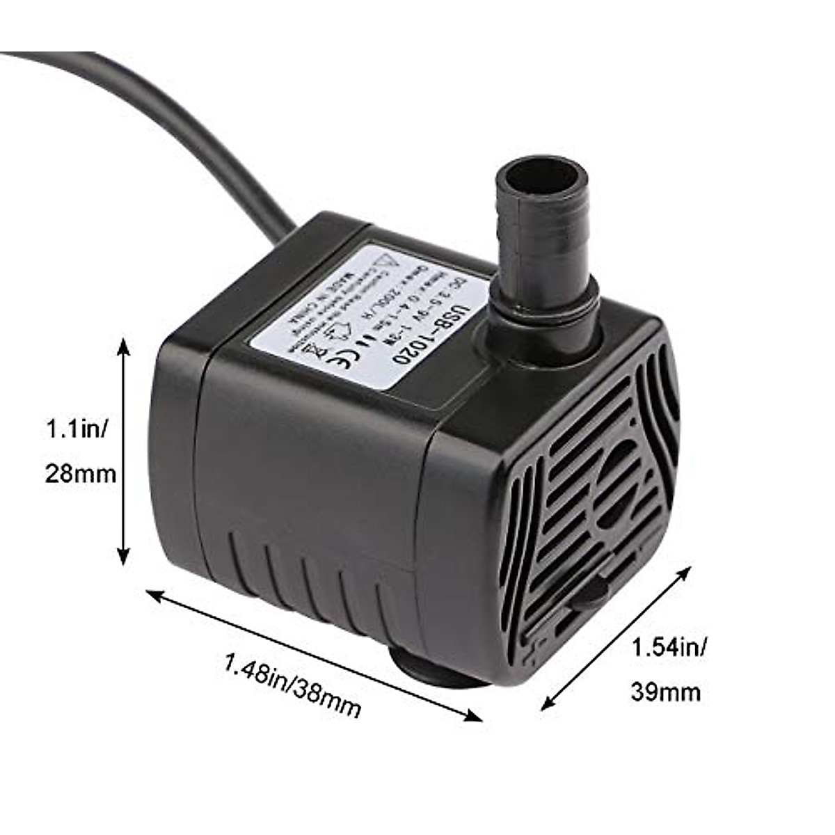 Driew USB Water Pump, 2 Pack Usb Fountain Pump Water Fountain Pump Submersible Water Pump 3W DC 3.5-9V 200L/H