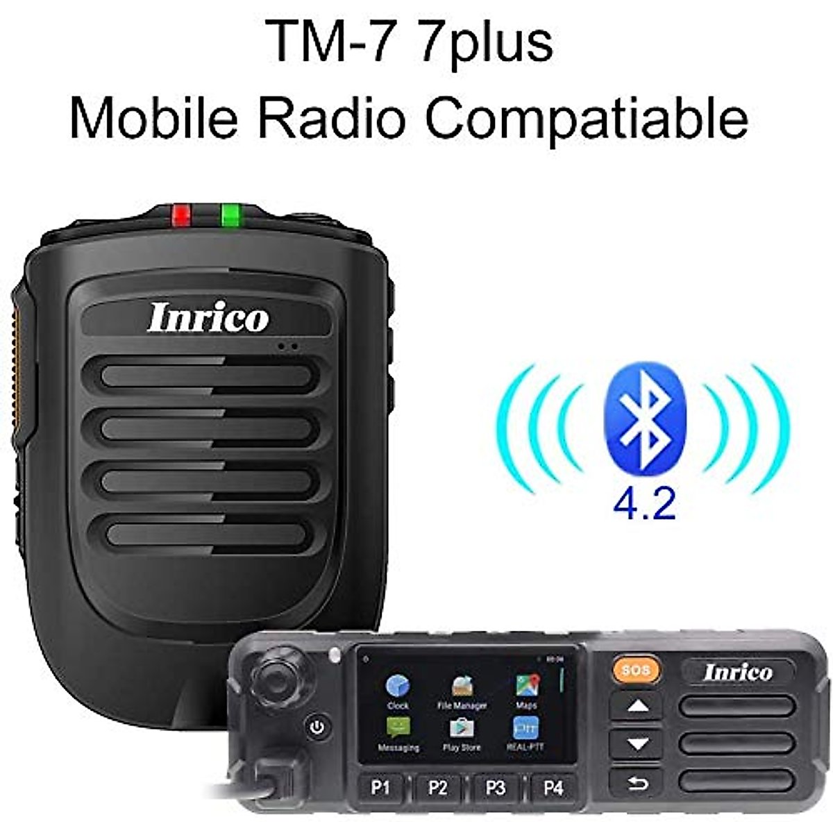 KJD Inrico B01 Wireless Handheld Microphone Bluetooth Version 4.2 PTT for W7 N60 W2PLUS Android Mobile Radio Phone Work with Zello Real PTT NOT Support iOS System 1111