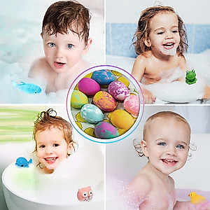 Bath Bombs for Kids with Toys Surprise Inside, Kids Bath Bombs Gift for Birthday Christmas, 12 Pcs Children Bubble Bath Fizz Dino Egg Gift Set for Mother Day and Party Favor for Girls and Boys