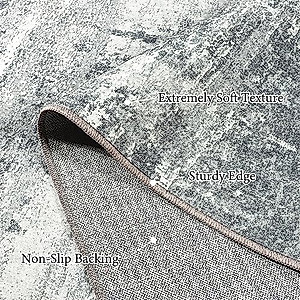 Art&Tuft Washable Rug, Anti-Slip Backing Abstract 5x7 Rug, Stain Resistant Rugs for Living Room, Foldable Machine Washable Area Rug (TPR52-Grey, 5'x7')