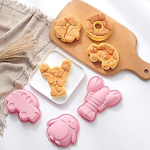 Stareal 4 Packs Layer Cake Pans, Silicone Pancake Molds, 4 Inch Novetly Cake Molds, Quick Release Layer Rainbow Baking Cake Pan for Wedding Birthday Christmas (Lobster)