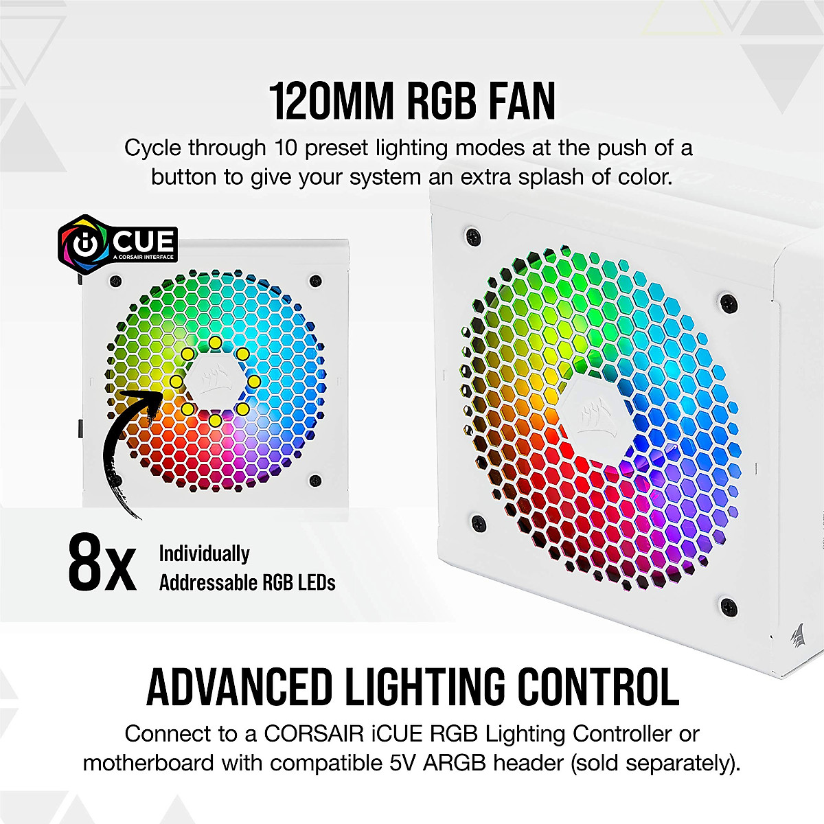 Corsair CX750F RGB, 750 Watt, 80 PLUS Bronze, Fully Modular RGB White Power Supply