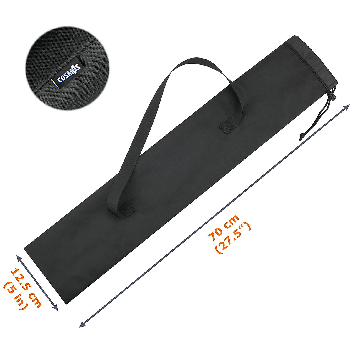 Cosmos Portable Trekking Poles Carrying Bag Tent Poles Bag Replacement Storage Bag Pouch for Walking Stick Trekking Hiking Poles, 27.5 Inches Length, Black