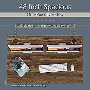 Tangkula Electric Dual Motor Standing Desk, 48 x 30 Inch Height Adjustable Sit Stand Computer Workstation w/ 3 Position Memory Controller, Anti-Collision Design, 1" Thick Tabletop, Home Office Desk