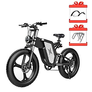 X20 Electric Bicycle, 20" 2000W Electric Bike for Adults, 48V 25AH Removable Battery, Up to 30 MPH, Snow Beach Mountain E-Bike with Dual Hydraulic Shock Absorber& Pedal Assist