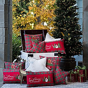Pillow Perfect Christmas Stocking Plaid Throw Pillow, 16.5"
