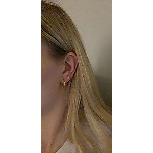 Sterling Silver Stud Earrings for Women, 3 Pairs Tiny Flower Earrings Set, Small Cubic Zirconia Helix Earrings Dainty Tragus Cartilage Studs Cherry Blossom Ear Piercing Jewelry Gifts for Teens