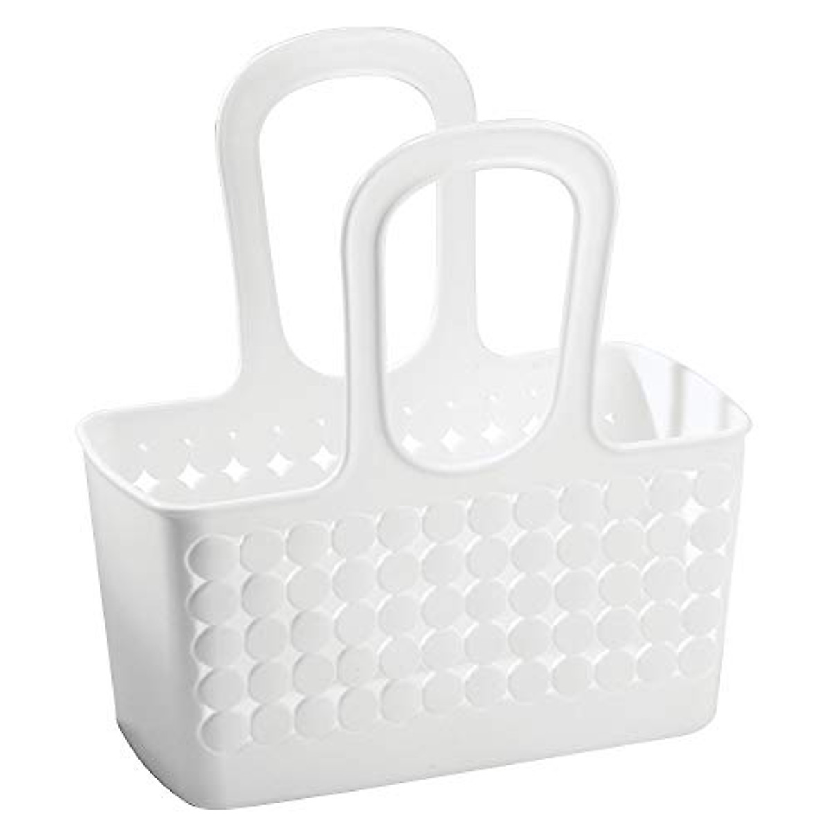 IDesign Plastic Divided Shower Caddy Tote, College Essential for Dorm Room, Communal and Shared Bathroom, The Orbz Collection - 11.25" x 5.25" x 12", White