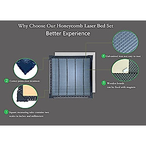 Honeycomb Laser Bed 19.7 x 19.7 x 0.8 Inch Honeycomb Working Table for Laser Engraver Cutting Machine, Honeycomb Working Panel with Aluminum Plate