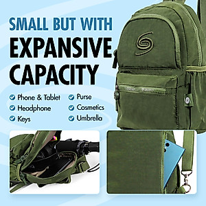 Grand Sierra Designs Mini Backpack for Women - Cute Crossbody Bags for Women W/Anti Theft Pocket - Multi Compartment Mini Backpack W/Expansive Storage for School, Traveling, Hiking, & more - Olive