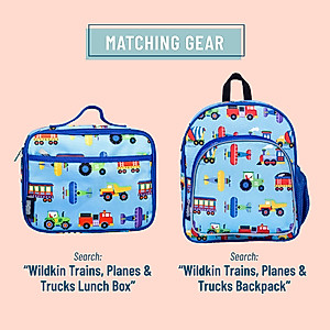 Wildkin Kids Umbrella for Boys & Girls, Features Rainproof Canopy and Curved Handle for Easy Hanging, Wrap Around Hook and Loop Closure Umbrella for Kids (Trains, Planes & Trucks)