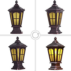 Mrdsre Outdoor Post Light Festive Lights Powered Post Base Mount Deck Light Waterproof Die-cast Aluminum Pillar Lamp E27 Landscape Yard Gate Pillar Lights for Villa Garden Porch Home Lighting