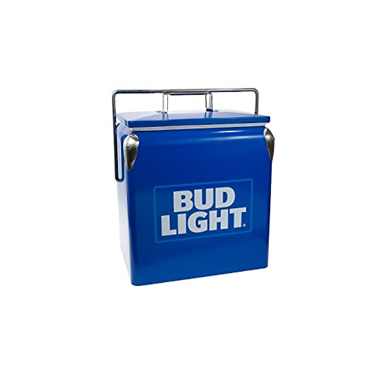 Bud Light King of Beers Retro Ice Chest Cooler with Bottle Opener 13L (14 qt), 22 Can Capacity, Yellow and Silver, Vintage Style Ice Bucket for Camping, Beach, Picnic, RV, BBQs, Tailgating, Fishing