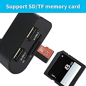 Pomobie USB Adapter 2.0 Splitter 4-Port Extender,180 Degrees Rotating USB Multiport Hub Adapter Dock for Desktops, U Disks, Laptops, Flash Drives,Supprt SD, TF Card Reader (White)