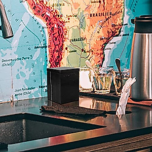 WORHE Marble Cotton Swab Ball Holder with Lid Black Marble Canister for Qtips Jewelry Necklace Ring Earring Coffee Bean Canister Storage jar Gift Case (DLB202)