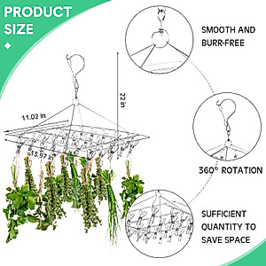 Bokon 4 Pcs Hanging Drying Rack for Herb Macrame Flower Drying Rack with 30 Stainless Clip Herb Dryer Hooks for Drying Herb Air Plants Spices Flowers Hydroponic Plants-Ready to Use with Ceiling Hook